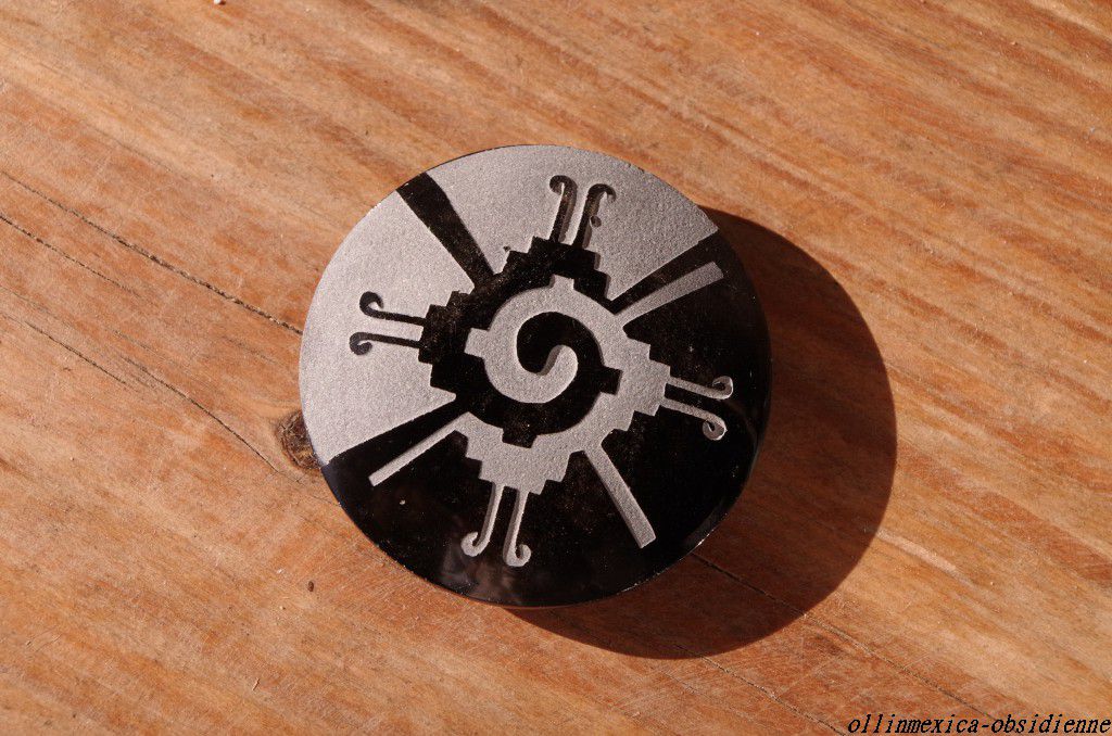Pendentif Maya Pierre Hunab ku YIN YANG obsidienne Mexique symbole